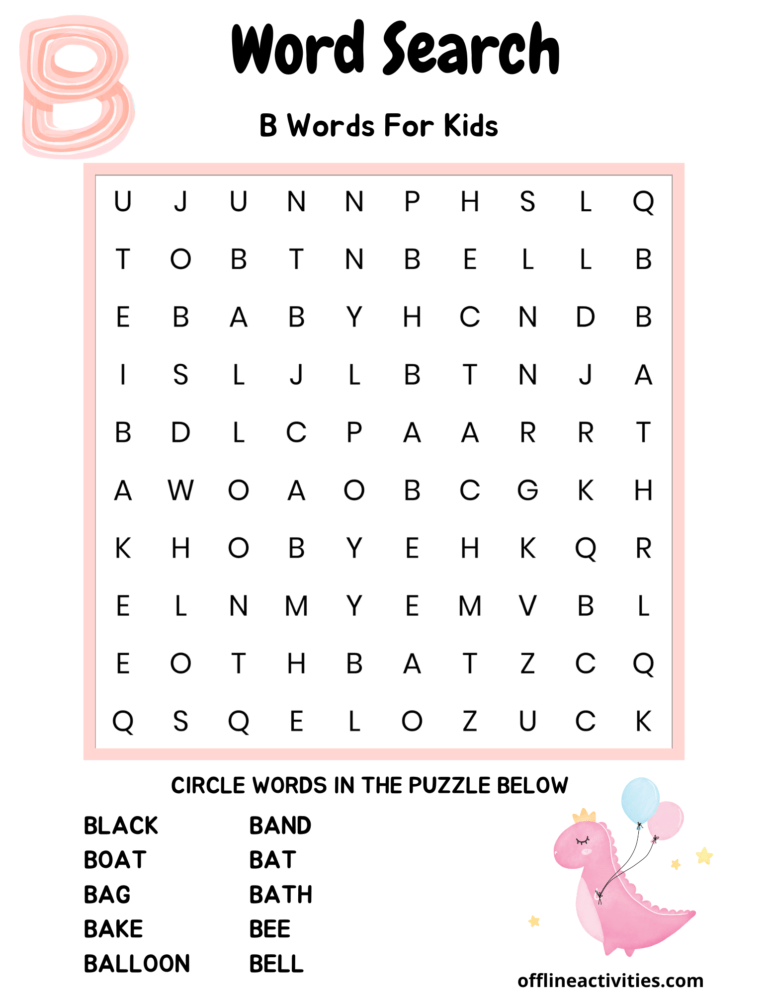 Word Search Puzzles For Kids