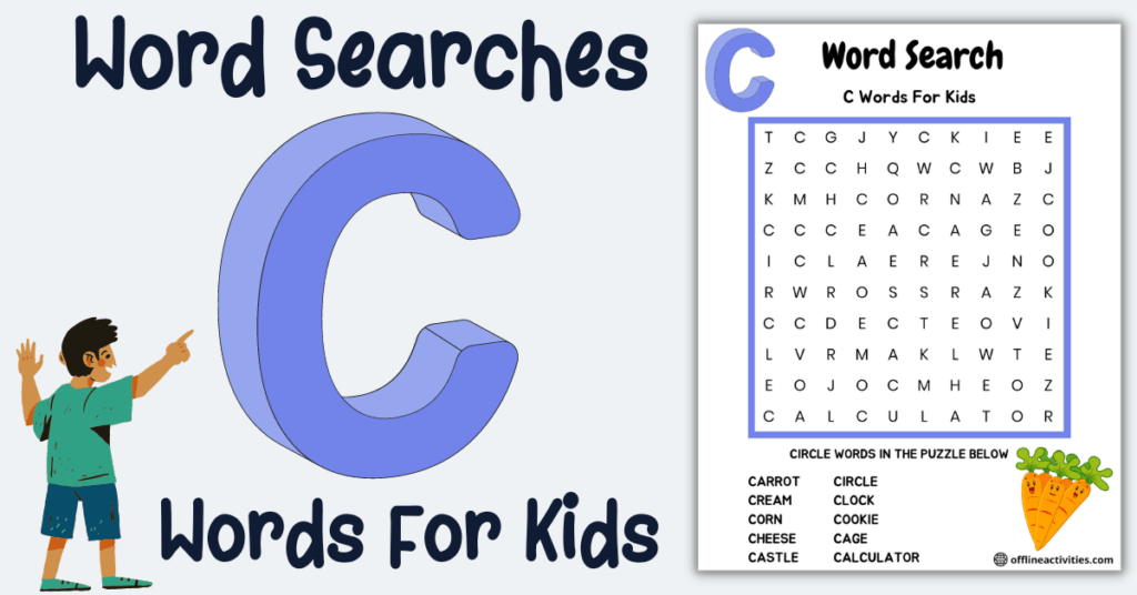 Word Find Search - Letter "C" - Offline Activities