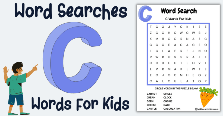 Word Find Search - Letter "C" - Offline Activities
