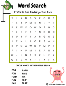 Words That Start With F - Offline Activities