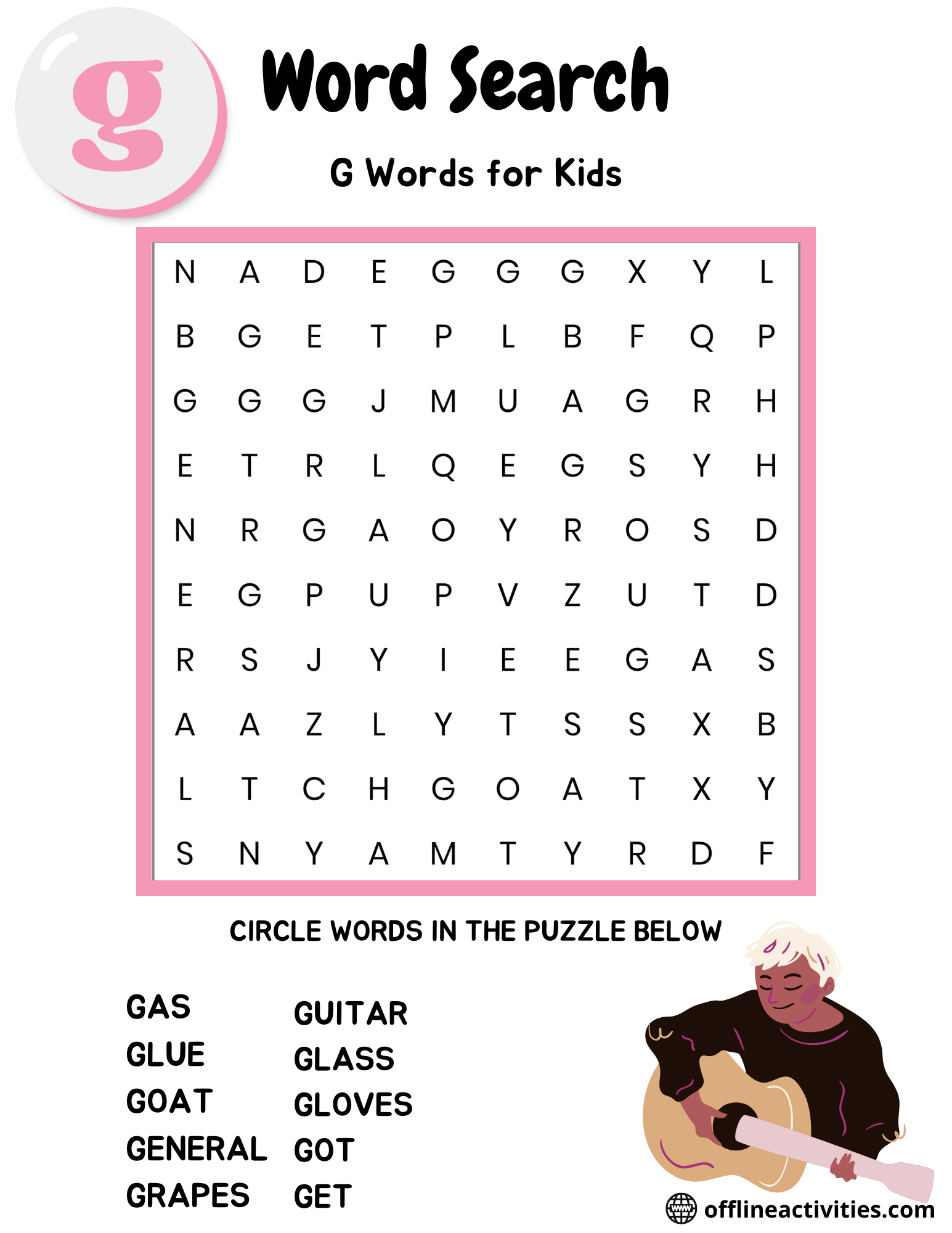 Word Search Puzzles For Kids
