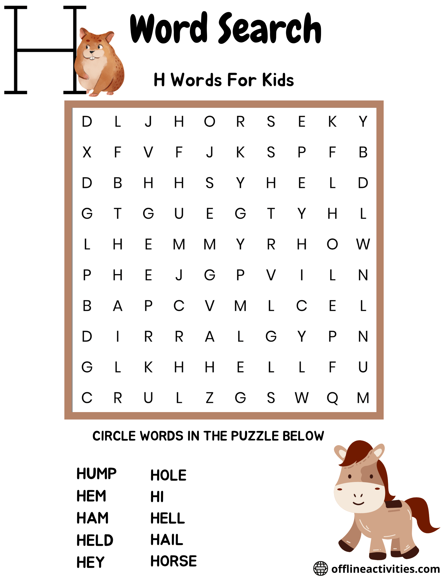 Word Search Puzzles For Kids - Offline Activities