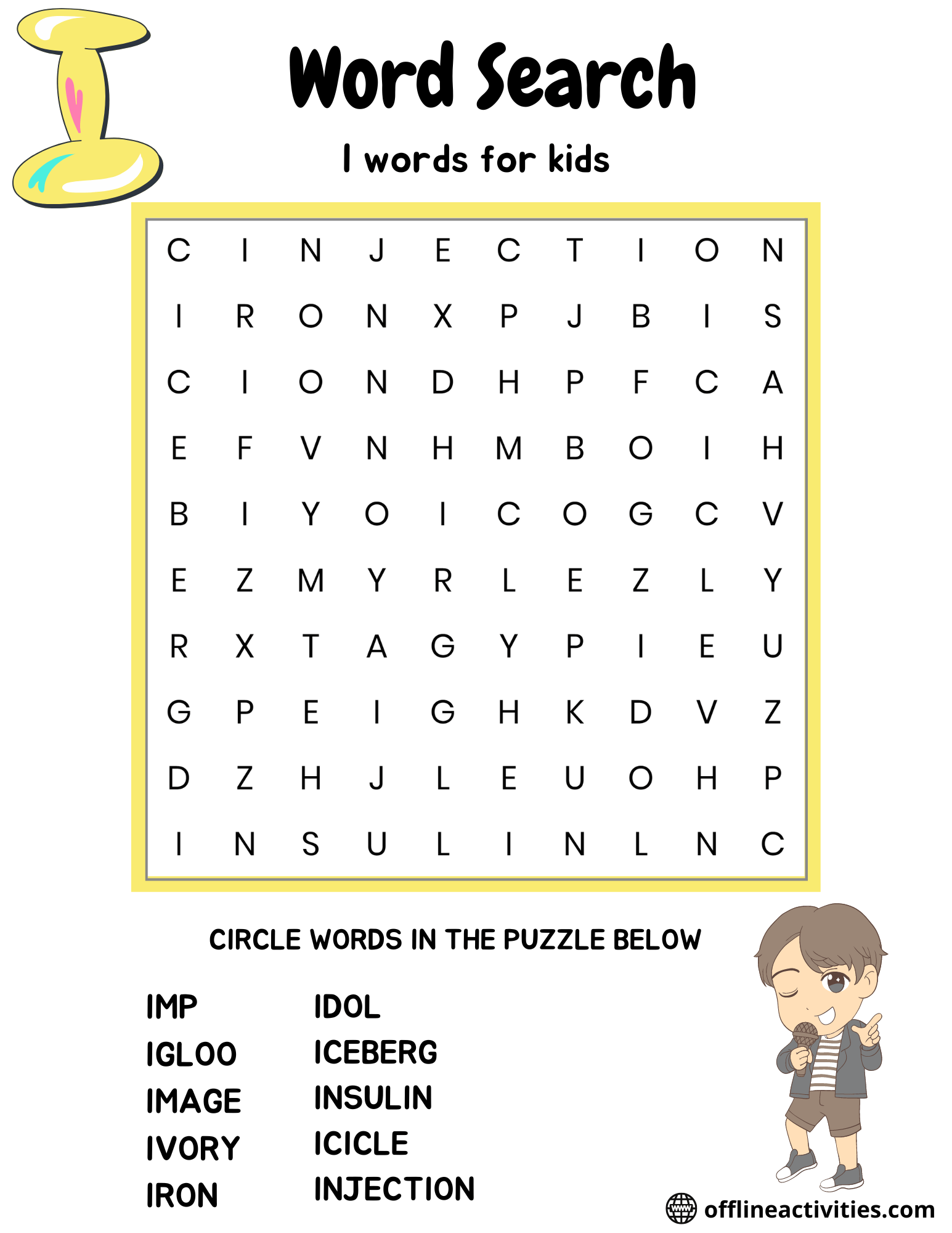 Word Search Puzzles For Kids - Offline Activities