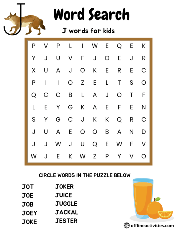 Word Search Puzzles For Kids - Offline Activities