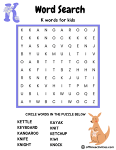 Word Search Puzzles For Kids