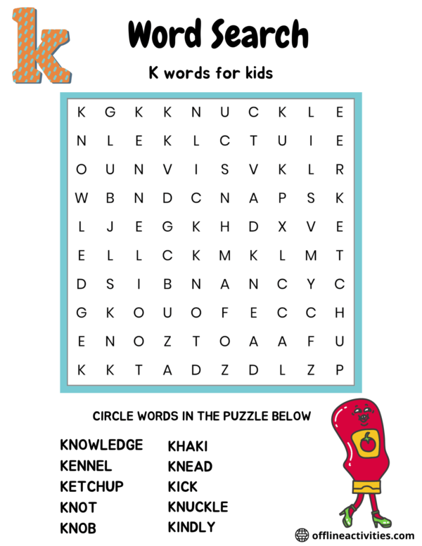 Word Search Puzzles For Kids