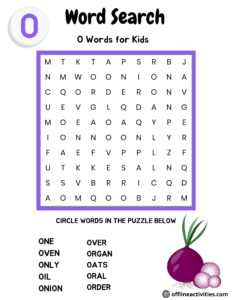 Free Printable Word Searches- O words for kids