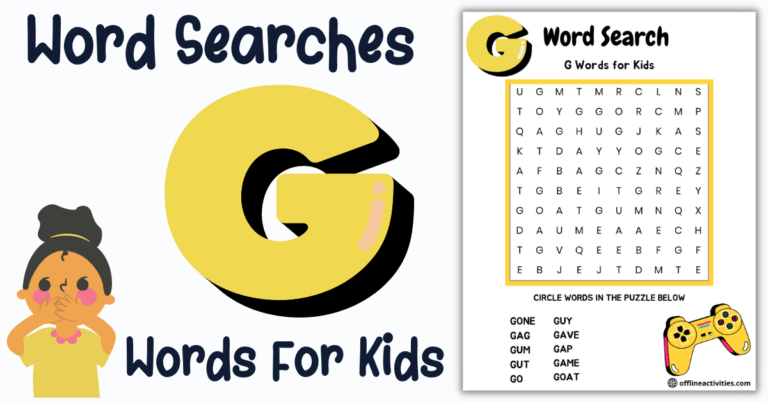 Word Search for Kindergarteners-G Words for Kids