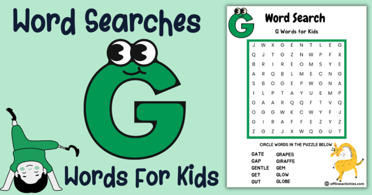 Puzzle Word Search-G Words for Kids