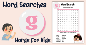 Word Search for Kindergarteners-G Words for Kids