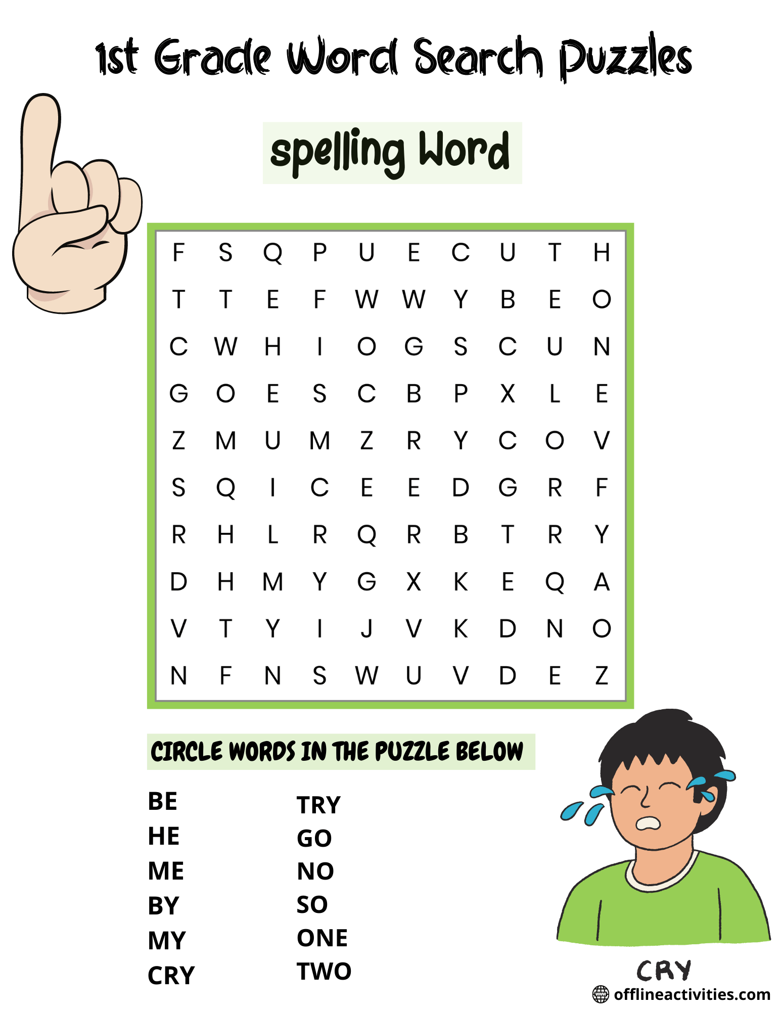 Puzzle Find the Words- spelling Word