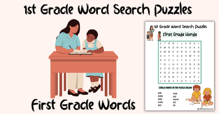 Word Search Printable- First Grade Words - Offline Activities