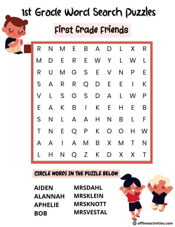 Word Find Free- First-Grade Friends - Offline Activities