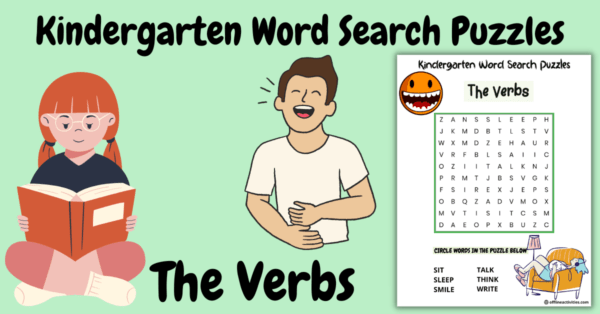 Kindergarten Word Search Puzzles – The Verbs