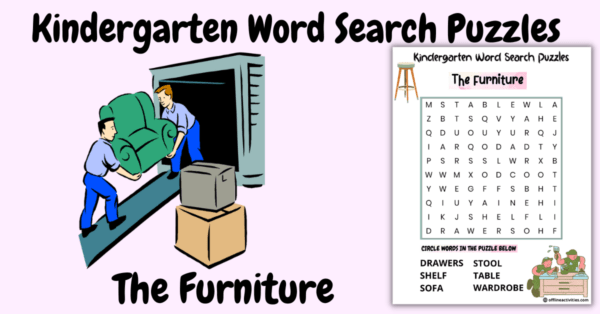 Large Print Word Searches Printable – The Furniture - Offline Activities