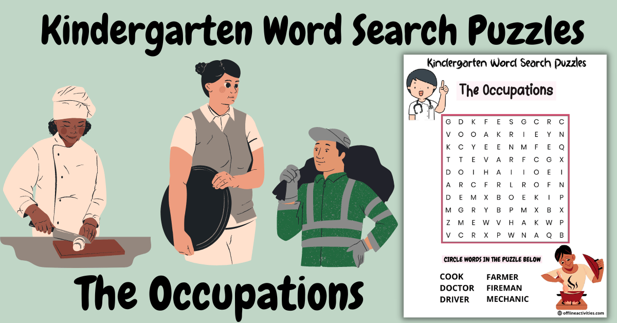 Kindergarten Word Search Puzzles – The Occupations - Offline Activities Kindergarten Word Search Puzzles – The Occupations - Offline Activities