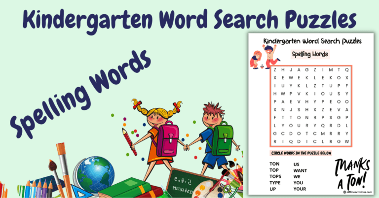 Kindergarten Word Search Puzzles Archives