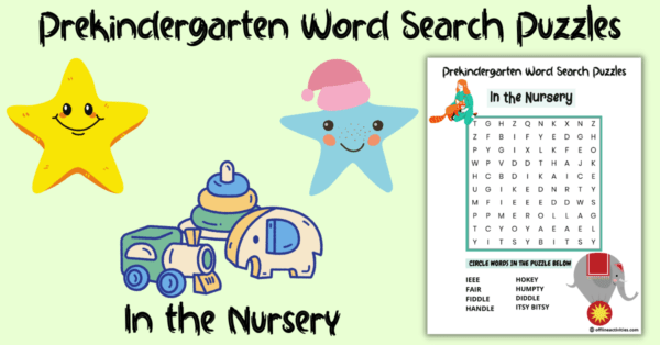 Word Search Download- In the Nursery - Offline Activities