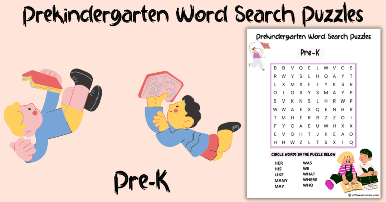 Free Word Search Printable Puzzles- Pre-K Word