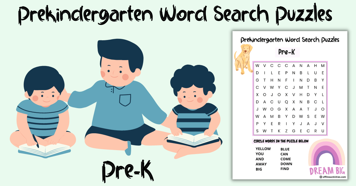 Free Word Search Printable Puzzles- Pre-K Word