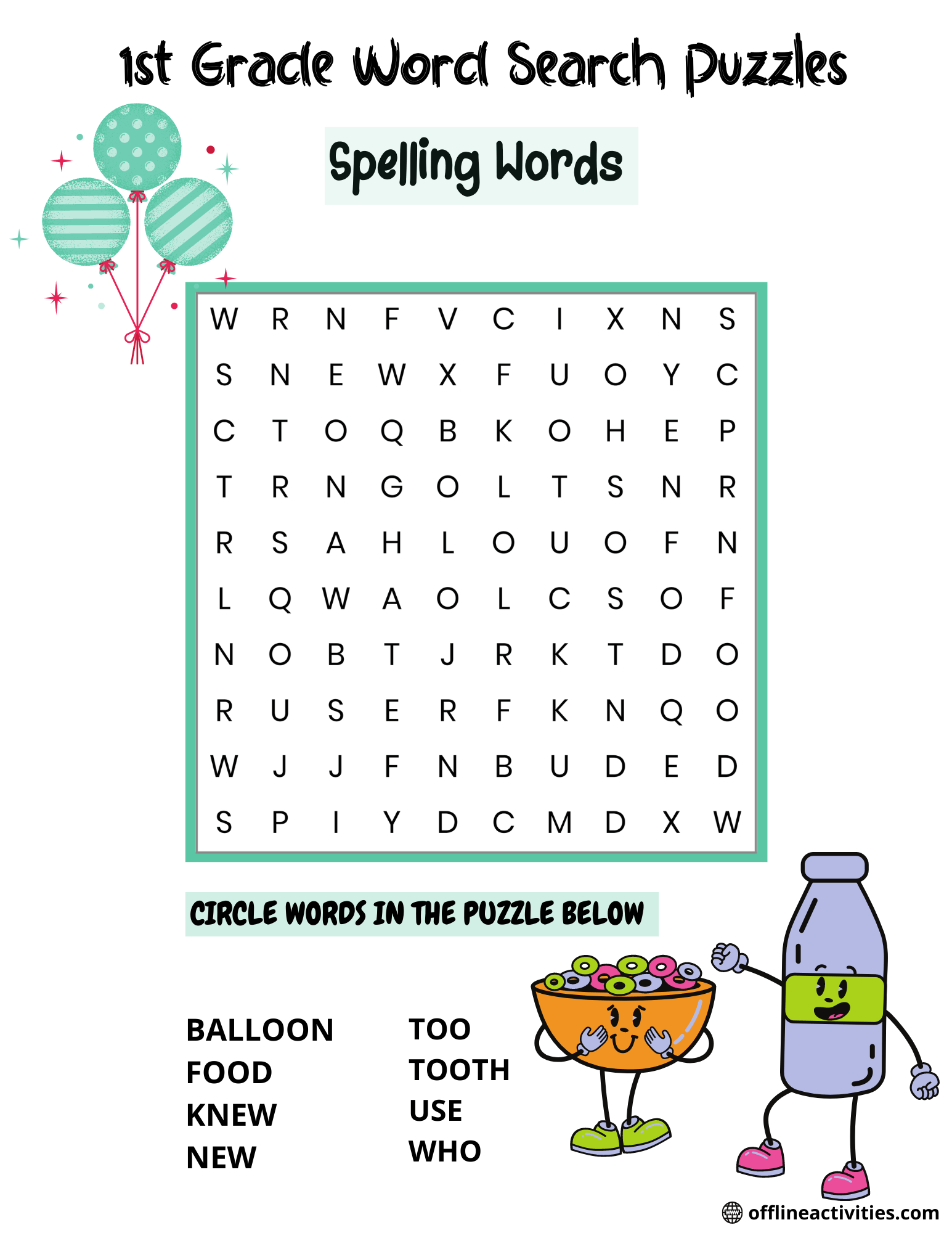 Word Search Freebie Worksheet for pratice Spelling Fun Game ...