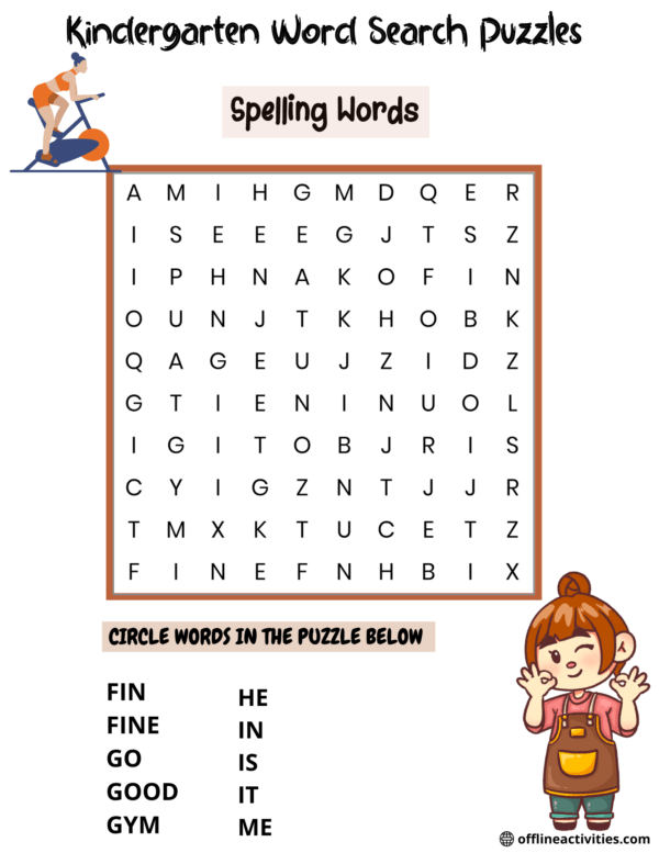 Word Search Puzzles Online for Free – Spelling Words - Offline Activities