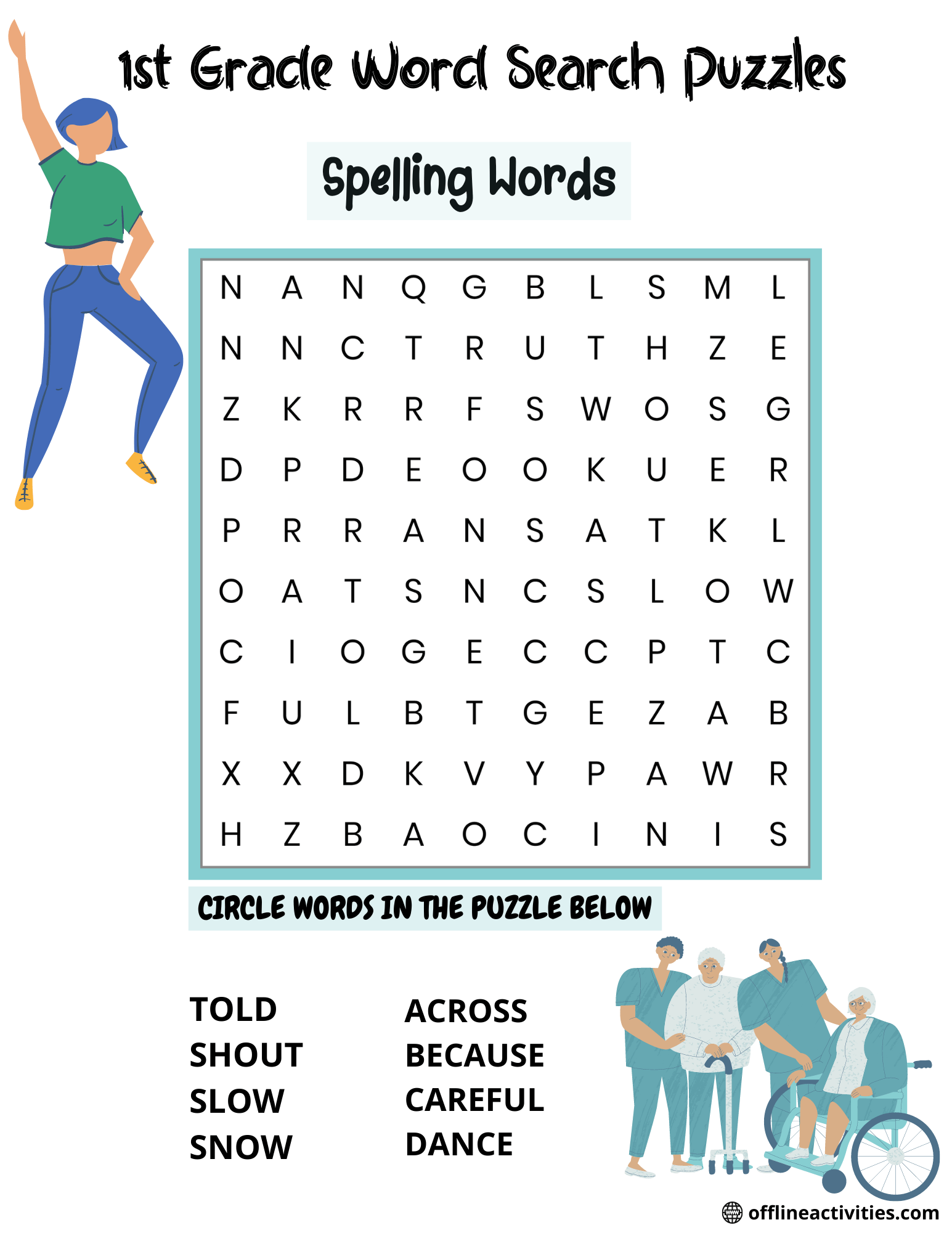 Game Word Search Online- Spelling Words - Offline Activities