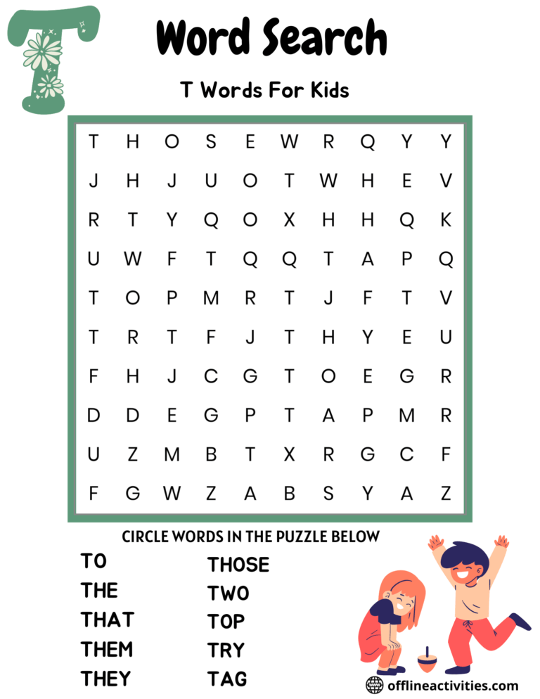 Puzzle Find The Words-T words for kids