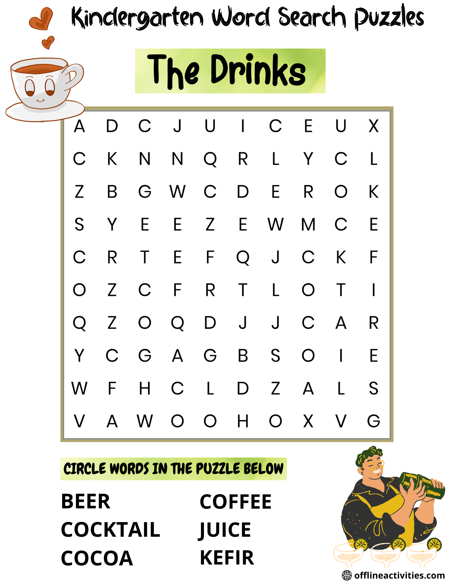 Word Find free – The Drinks - Offline Activities