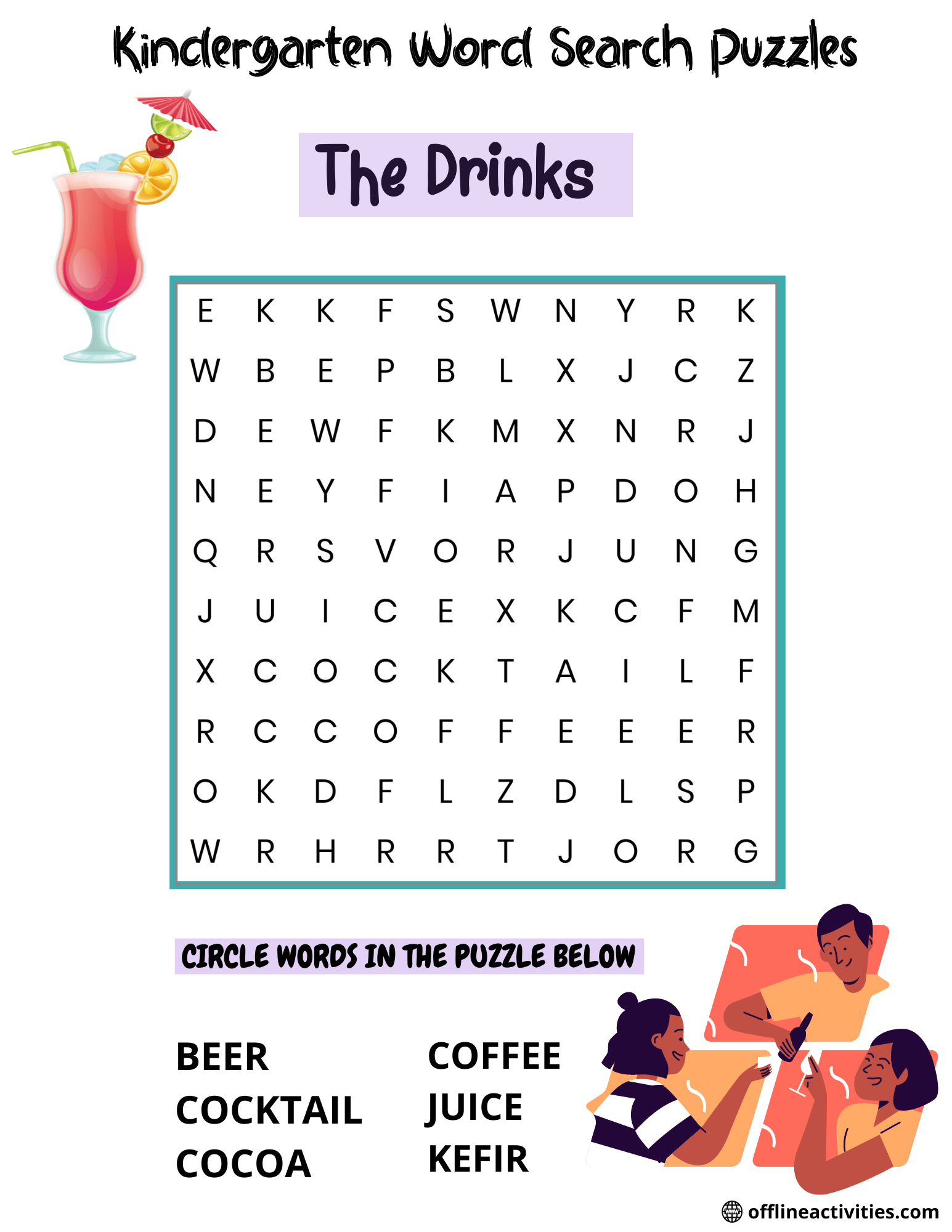 Word Search Free Games – The Drinks - Offline Activities