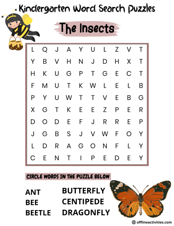 Word Search Large Print free Printable – The Insects