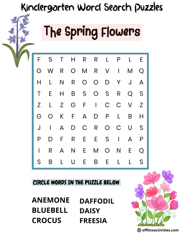 Puzzle Find The Word – The Spring Flowers