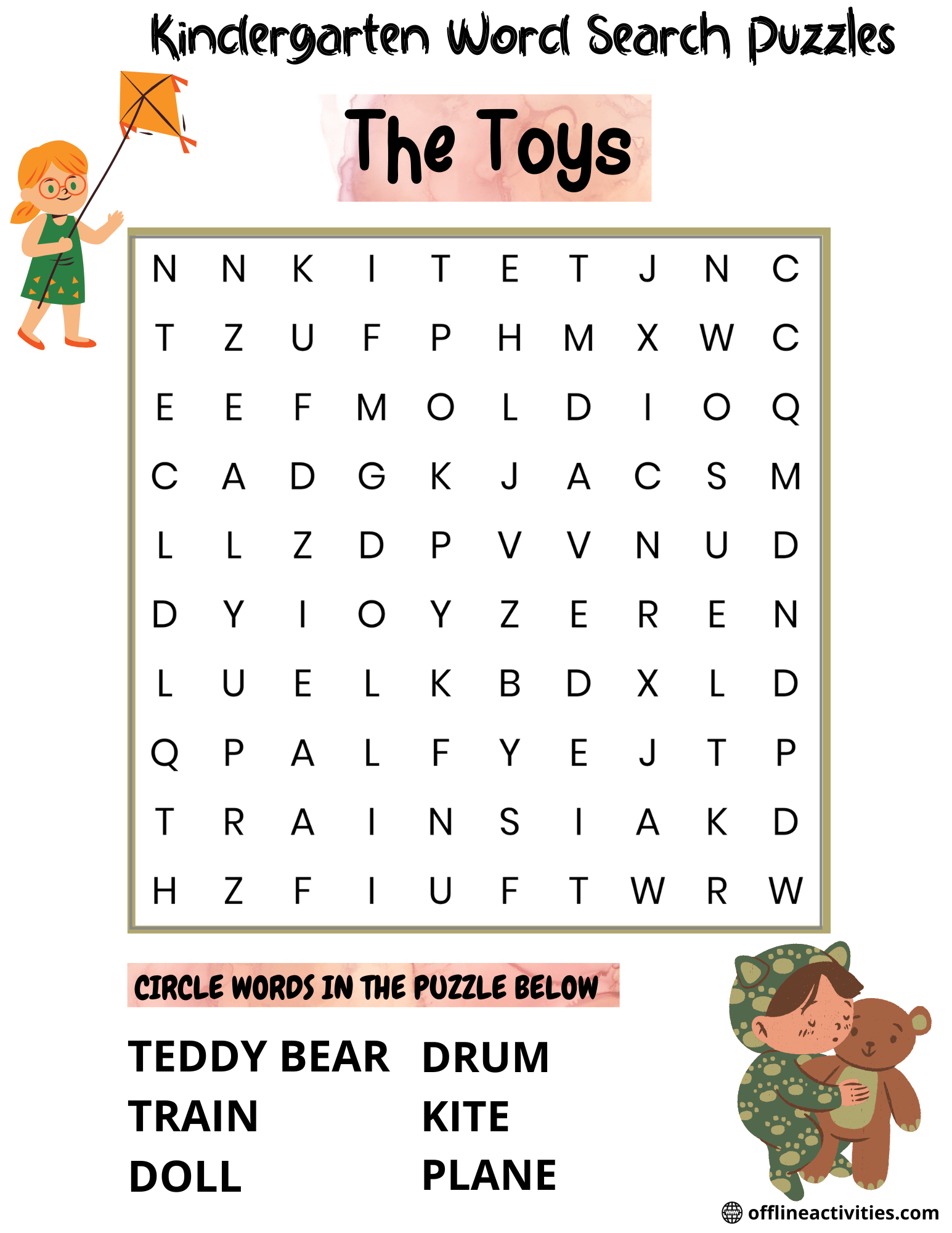 Word Search for Kindergarteners – The Toys