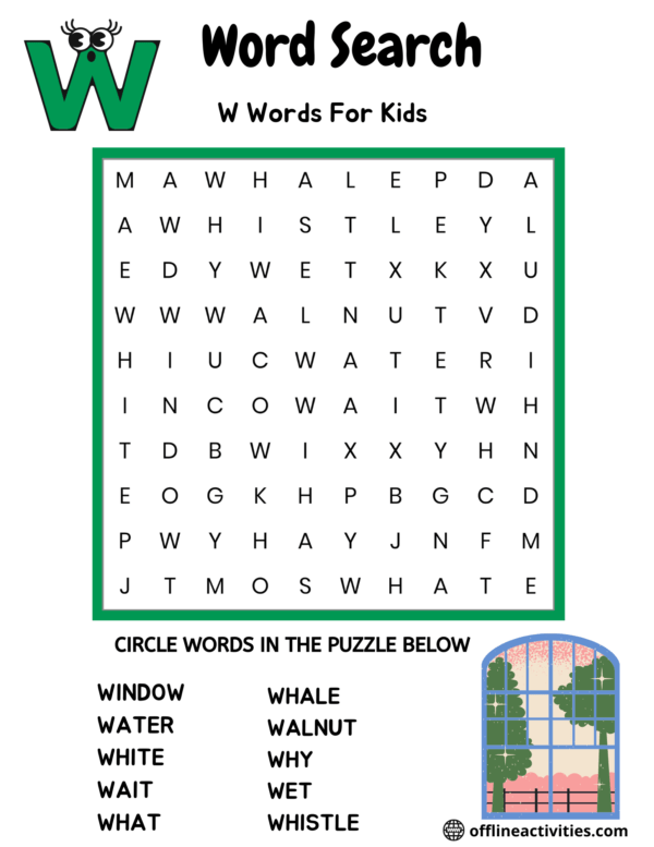 Word Search Games for Free-W words for kids