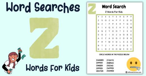 Puzzle Find The Words-Z Words for Kids