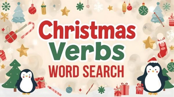Christmas Verbs Word Search Puzzle — Free Printable Holiday Worksheet ...